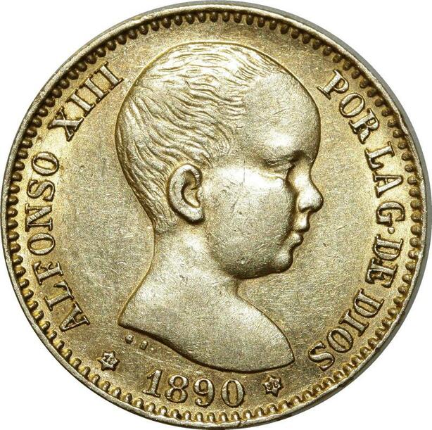 O315 Spain 20 Pesetas Alfonso XIII 1890 M Madrid Or Gold - Millenium State
